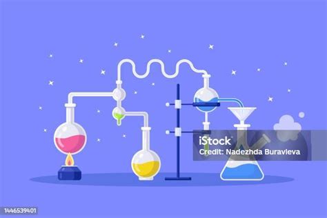 화학 실험실 장비 플라스크 비커 버너 화학 적 또는 생물학적 연구를위한 과학 기기 불에 대한 스톡 벡터 아트 및 기타 이미지