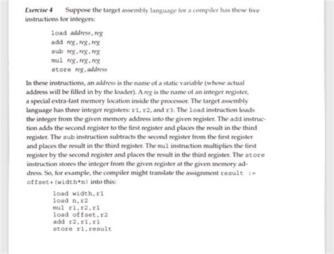 Solved Exercise 4 Suppose The Target Assembly Language For A
