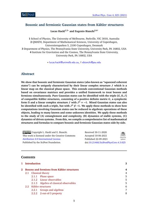 Pdf Bosonic And Fermionic Gaussian States From Kähler Structures