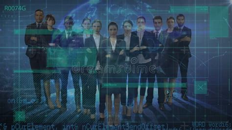 Animation Of Data Processing Over Diverse Business People Stock Footage
