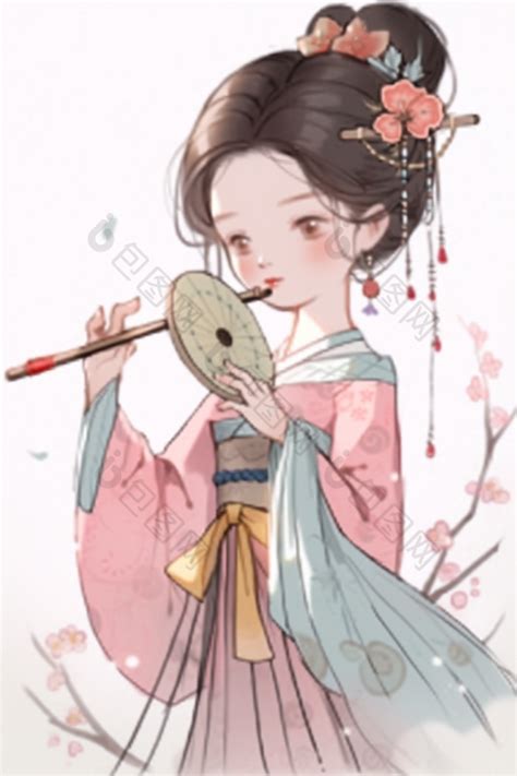 版汉服女孩人物插画png下载 包图网