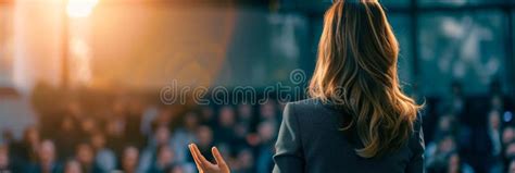 Female Conference Speaker In Action Ai Generated Stock Illustration Illustration Of