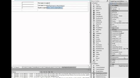 Aspnet Web Forms Input Validation Requiredfieldvalidator Reqularexpressionvalidator Youtube