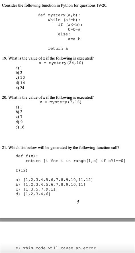 Solved Consider The Following Function In Python For Chegg Com