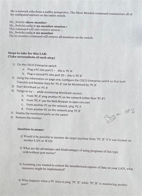 Solved Lab 6 Cisco Switch Port Mirror Configure Port Mirrors On Cisco 1 Answer