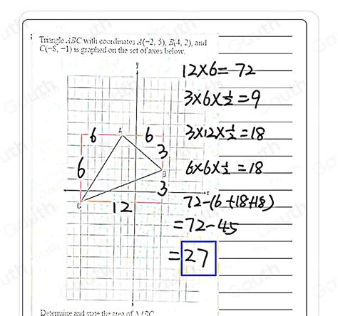 Solved 31 Triangle Abc With Coordinates A 2 5 B 4 2 And C 8 1 Is Graphed On The Set Of