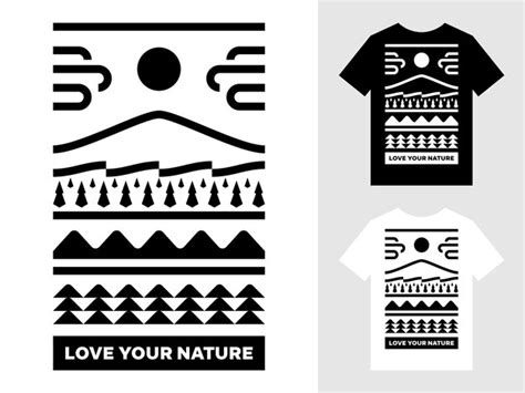 Design De Camiseta Com Logotipo De Paisagem De Montanha Vetor Premium