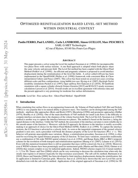 pdf optimized reinitialization based level set method within