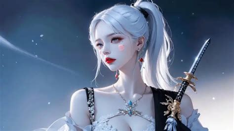 2kai美女壁纸｜雪境背景图片 冷艳银发「哲风壁纸」