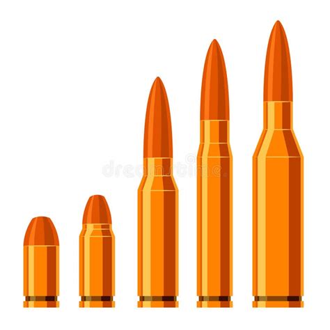 Illustration Of Bullet Cartridges Ammunition In Flat Style Design