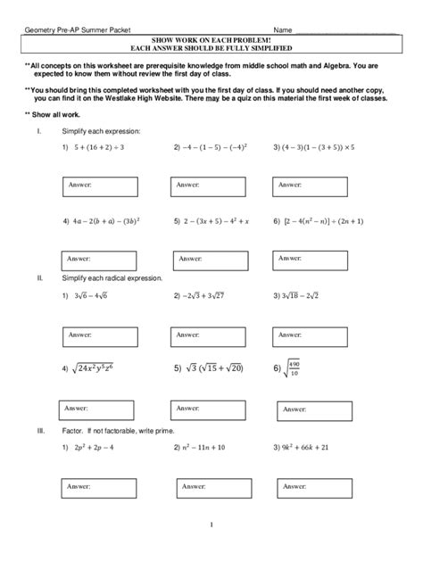 Fillable Online Pre Geometrypre Ap Geometry With