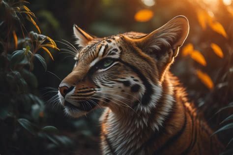 Premium Photo Siberian Tiger In The Forest Closeup Portrait Generative Ai