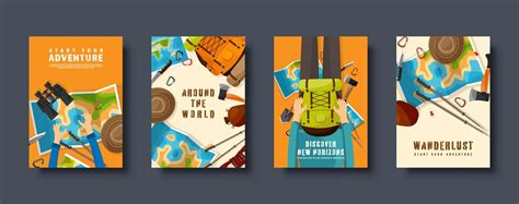 Premium Vector Travel And Tourism Flat Style Covers Set World Earth