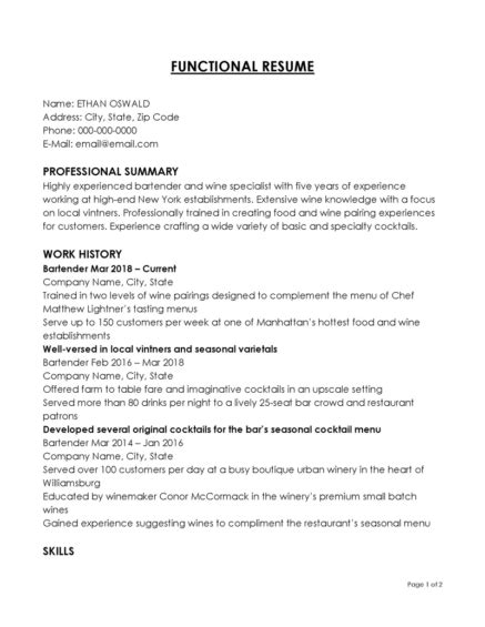 Functional Resume Format When To Use Examples