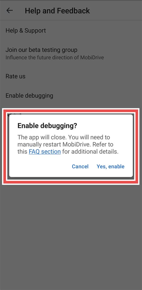 How To Enable Debug Logging In MobiDrive On Android MobiSystems