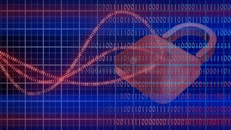 Abstract Cyber Security Concept Graphic Elements Combined With Binary Code Blurred Closed