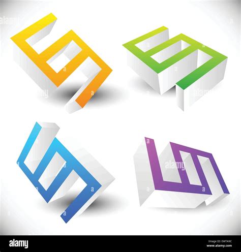 Angular 3d Icons Rotated In 4 Angles Stock Vector Image And Art Alamy