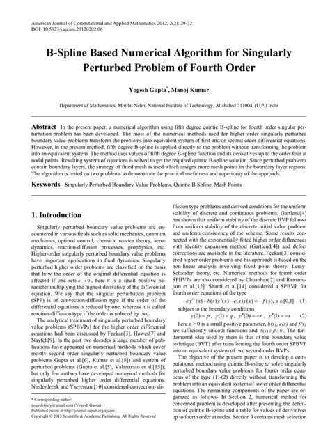pdf b spline based numerical algorithm for singularly perturbed