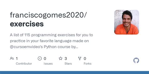Github Franciscogomes2020exercises A List Of 115 Programming
