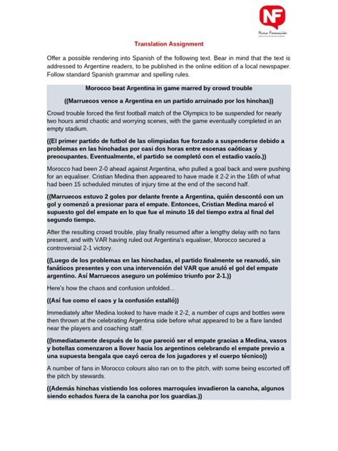 01 Translation Assignment 05ago Pdf Deportes Asociación De Futbol