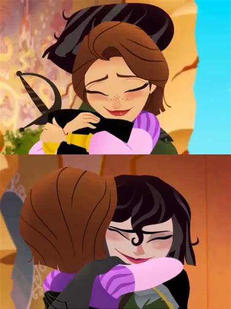 Rapunzel And Cassandra Hug Each Other Goodbye Tangled Cartoon Tangled