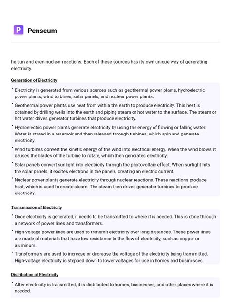 Electricity Generation And Distribution Pdf