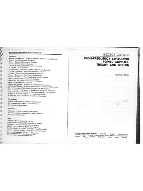High Frequency Switching Power Supply Design 2nd Ed By Chryssis 1989 Pdf