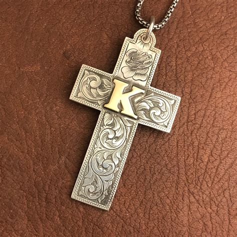 Sterling Silver Hand Engraved Cross Etsy