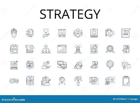 Strategy Line Icons Collection Plan Tactic Approach Scheme Blueprint Method Procedure