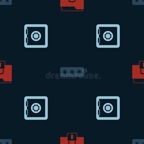 Set Folder And Lock Password Protection And Safe On Seamless Pattern Vector Stock Vector