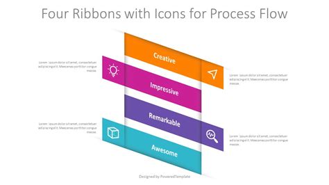 4 Ribbons With Icons For Process Flow Free Presentation Template For Google Slides And