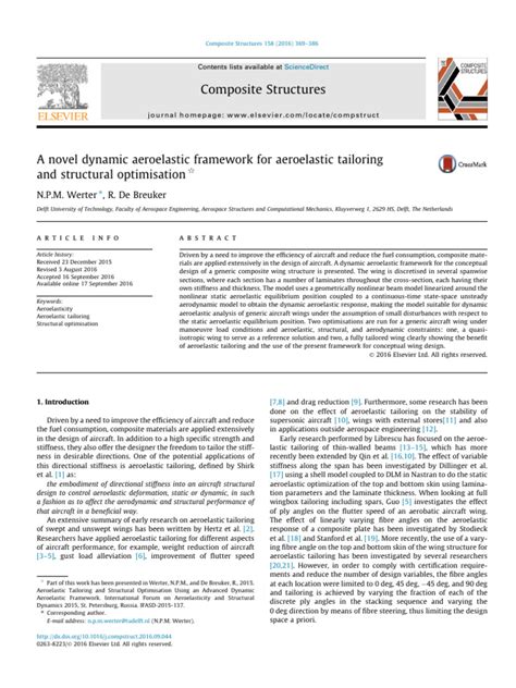 A Novel Dynamic Aeroelastic Framework For Aeroelastic Tailoring Pdf