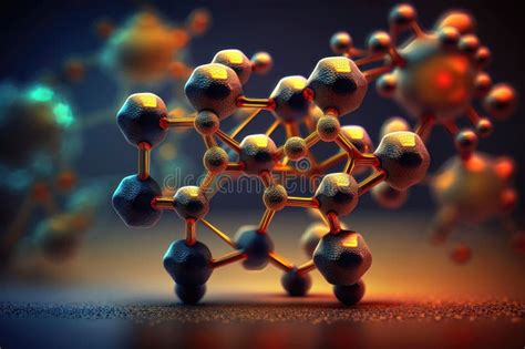 Abstract Molecules Design Molecular Structure With Spherical Particles Ai Generation Stock