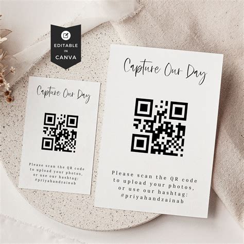 Wedding QR Code Sign Photos Capture The Love QR Code For Photo Sharing Wedding Reception Table