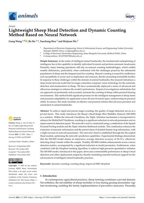 Pdf Lightweight Sheep Head Detection And Dynamic Counting Method Based On Neural Network