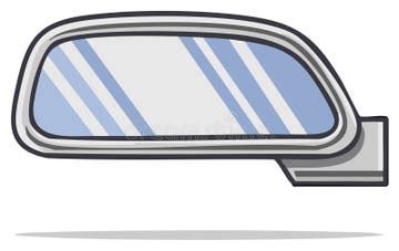 Cartoon Style Car Side Mirror Illustration With Reflective Surface