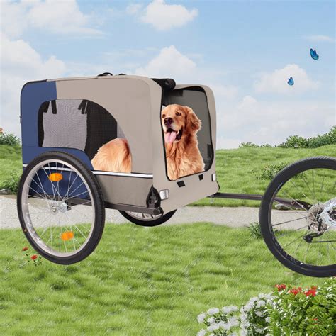 Go Peak Track Tangkula Dog Bike Trailer Breathable Mesh Dog Cart With
