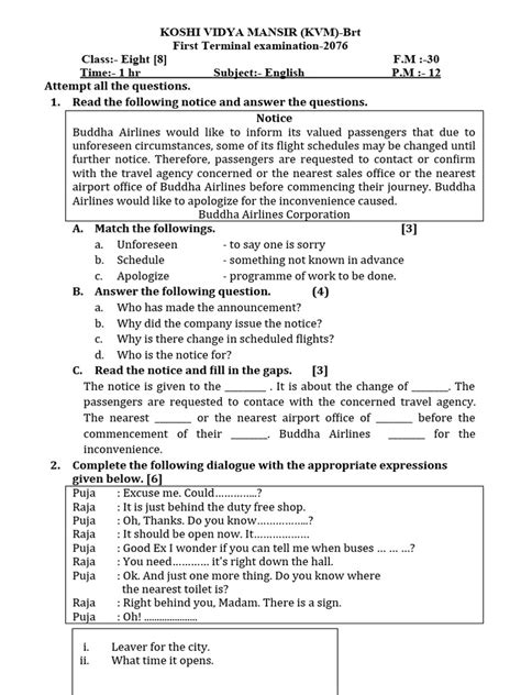 Eng 8 Fte 2078 Pdf Aviation Transport