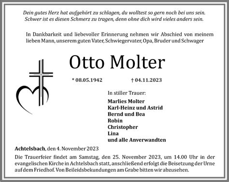 Traueranzeigen Von Otto Molter Rz Trauer De