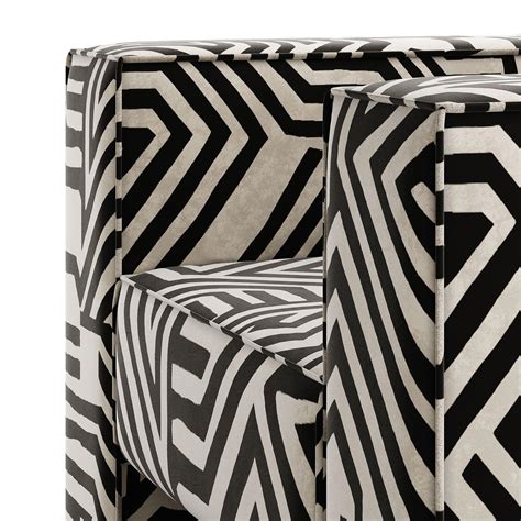 21th Century Modern Armchair Minimal Upholstered Black And White Striped Pattern For Sale At 1stdibs