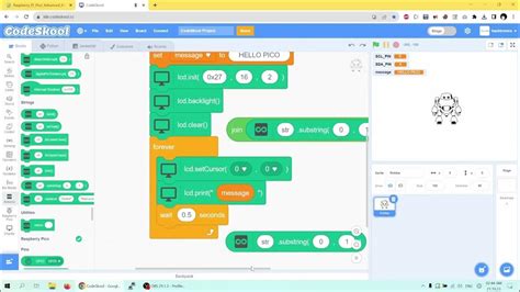 Tutorial Create A Billboard With I2c 16x02 Lcd And Raspberry Pico W Using Codeskool Scratch