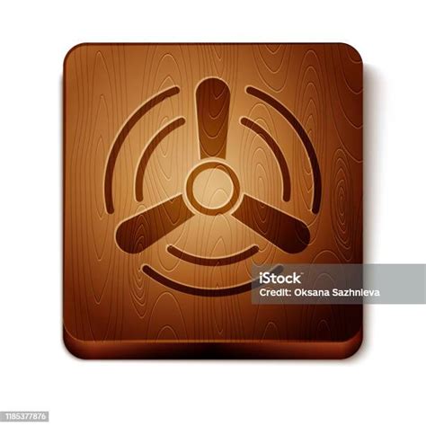 갈색 바람 터빈 아이콘 흰색 배경에 격리 풍력 발전기 기호입니다 전력 생산을 위한 풍차 나무 사각형 버튼입니다 벡터 일러스트레이션 개념에 대한 스톡 벡터 아트 및 기타