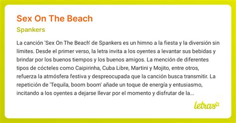 Significado De La Canción Sex On The Beach Spankers Letrascom