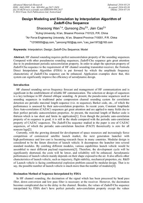 Design Modeling And Simulation By Interpolation Algorithm Of Zadoff Chu