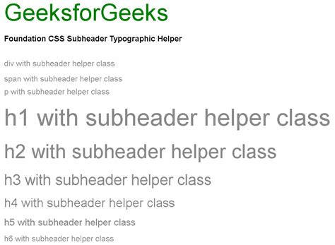 Foundation Css Typography Helpers Subheader Geeksforgeeks