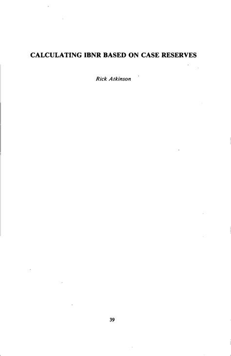 Calculating Ibnr Based On Case Reserves Pdf