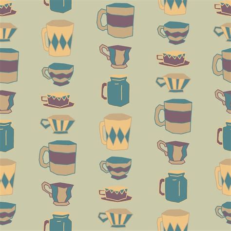 Premium Vector Collection Of Mugs Seamless Pattern Vector Illustration For Print Wallpaper