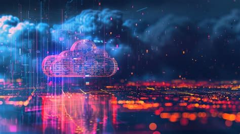Cloud Computing Futuristic Cityscape Premium Ai Generated Image
