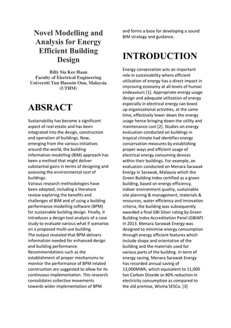 Pdf Novel Modelling And Analysis For Energy Efficient Building Design