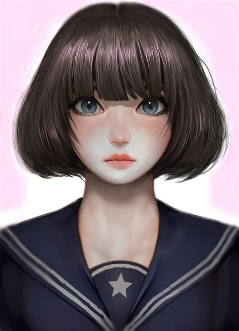 Safebooru 1girl Ass Bangs Blank Stare Blouse Blue Blouse Blue Eyes